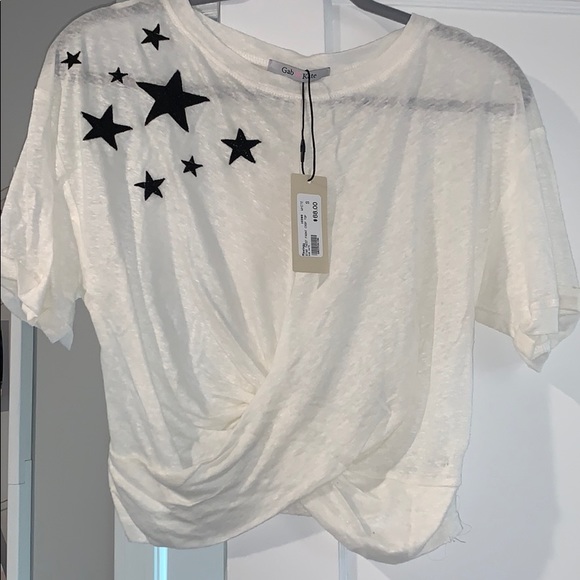 Tops | Gab Kate Embroidered Star White Knot Tee | Poshmark